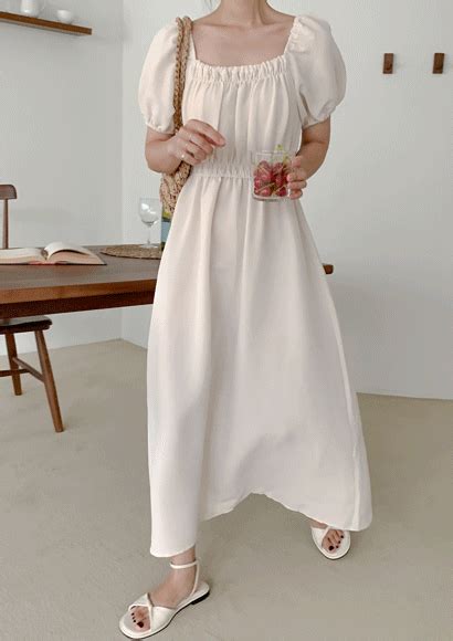 앙버터 벌룬 롱원피스 여자롱원피스 퍼프소매 셔링 로맨틱원피스 휴양지룩 하객룩 에이블리