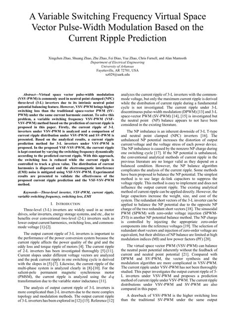 pdf a variable switching frequency virtual space vector pulse width