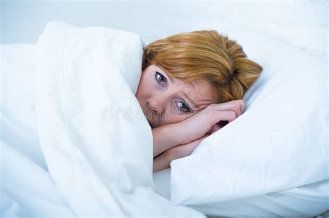 Sick Woman Lying Bed Covered Blanket Stock Photos Free Royalty