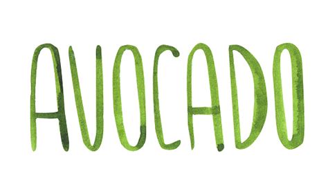 손 서예 레터링 아보카도 천연 유기농 수채화 질감 스팟 손으로 쓴 비문 로고 상점 포장 기치 카드 Stiker 상표 인쇄를 위한 디자인 과일에 대한 스톡 벡터 아트 및 기타