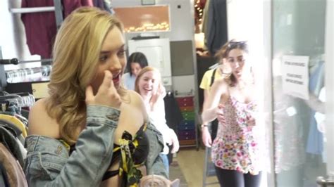 Actress Peyton List In Wardrobe Room With Crew Members While Shooting