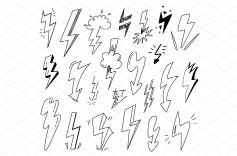 Black Sketch Lightning Collection Graphics ~ Creative Market