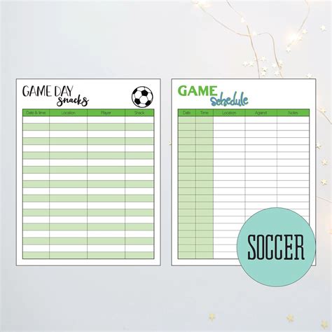Game Day Snack Game Schedule Template Game Day Snack Sign Etsy