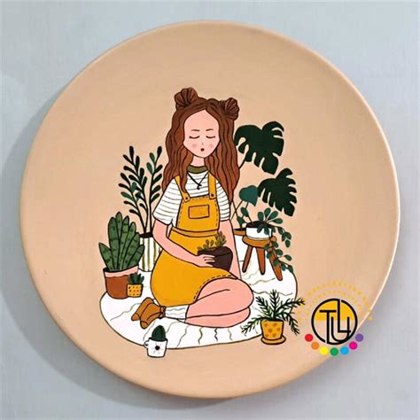 قیمت و خرید نقاشی روی سفال نقاشی دختر دختر فانتزی دیوارکوب سفالی