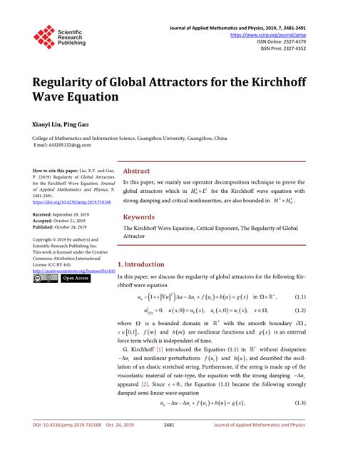 Pdf Regularity Of Global Attractors For The Kirchhoff Wave Equation