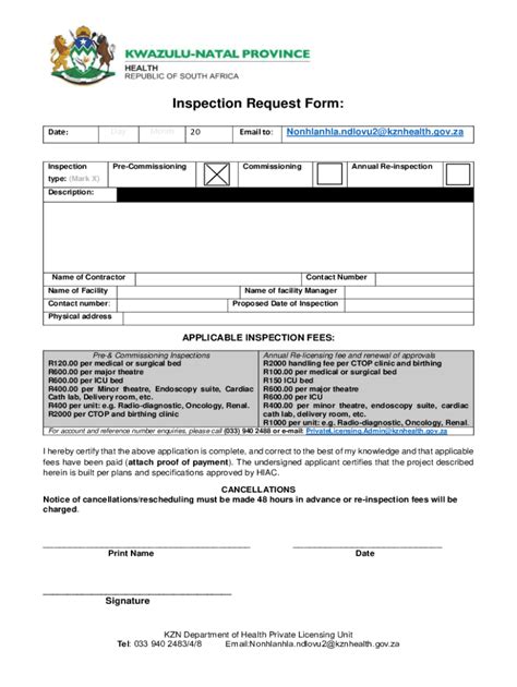 Fillable Online Inspection Request Form Fax Email Print Pdffiller