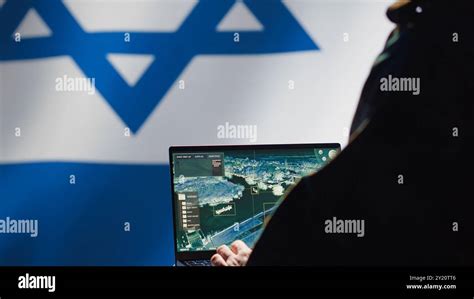 Israeli Air Defense Early Warning Systems Operator Monitoring Incoming Enemy Aerial Attacks