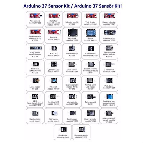 Arduino Uyumlu Sensör Modül Seti Ve Kiti 37 Parça Komponentci