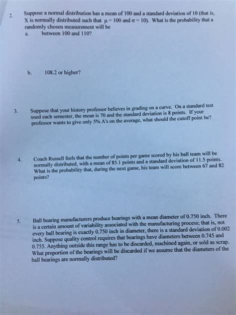 Solved WORKSHEET NORMAL DISTRIBUTION PROBABILITIES Chegg