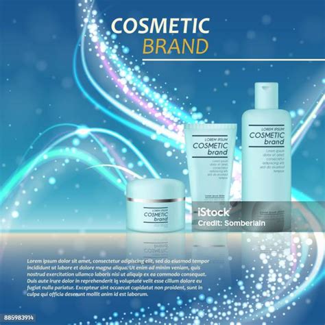 3d 현실 화장품 병 광고 템플릿입니다 화장품 브랜드 광고 Glitters와 Bokeh 배경 컨셉 디자인 건강관리와 의술에 대한 스톡 벡터 아트 및 기타 이미지 Istock
