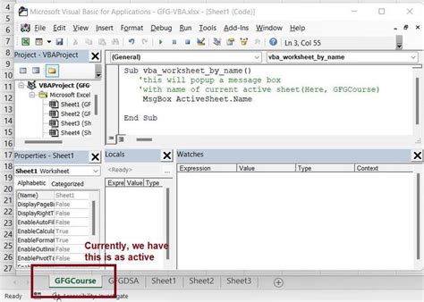 Workbook And Worksheet Object In Excel Vba Geeksforgeeks