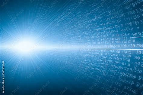 Binary Code Pattern Abstract Blue Background Futuristic Particles For Business Science And
