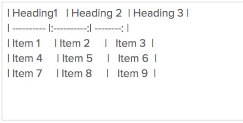 table markdown enterseka
