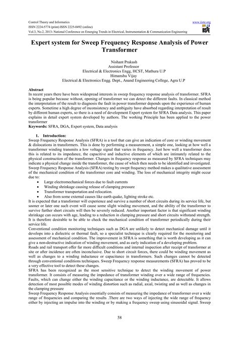 Expert System For Sweep Frequency Response Analysis Of Power Transformer Pdf