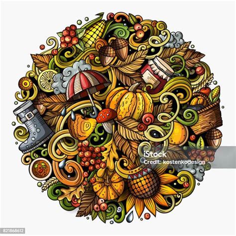 귀여운 만화 한다면 손으로 그린가 라운드 그림 모든 항목은 별도 0명에 대한 스톡 벡터 아트 및 기타 이미지 0명 3차원 형태 가을 Istock