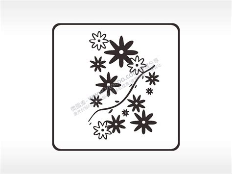 花朵植物方形挂件激光雕刻ai8 0格式激光打标文件通用矢量图 微图库