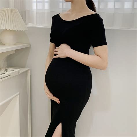 루시드라잇 여리 모드 보트넥 오프숄더 반팔 슬림원피스 만삭 원피스 임산부 주수사진 만삭촬영