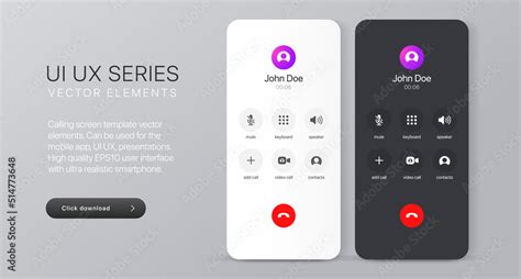 Voice Call Screen Mockup Incoming Call Voicemail Screen Smartphone
