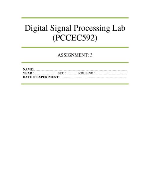 Digital Signal Processing Lab Assignment 3 Pdf Convolution