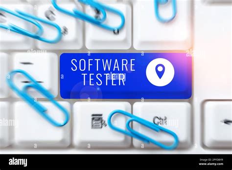text caption presenting software tester internet concept implemented