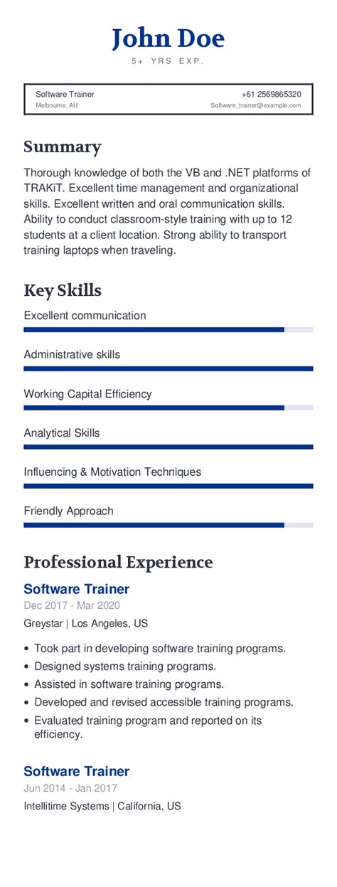 Software Trainer Resume Example With Content Sample Craftmycv