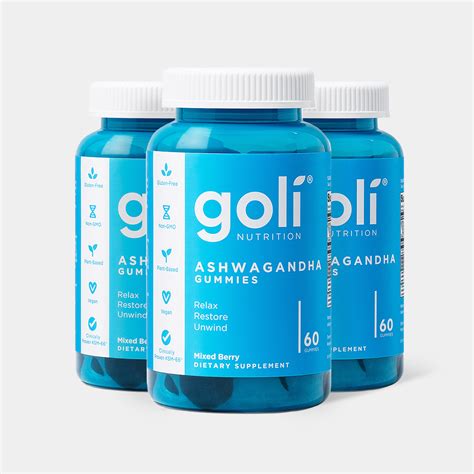 Goli Ashwagandha And Vitamin D Gummy Mixed Berry Ksm 66 Vegan Plant