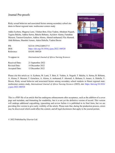 Pdf Risky Sexual Behavior And Associated Factors Among Secondary