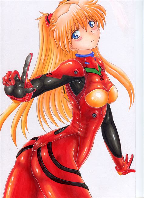 Souryuu Asuka Langley Neon Genesis Evangelion Artist Request Traditional Media 1girl Ass
