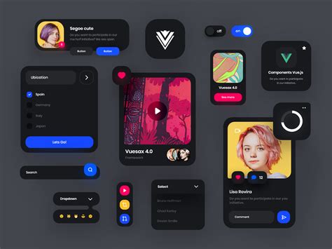 Vuesax 40 Components Dark Theme 🖤📲 Grafisk Design Design Grafisk