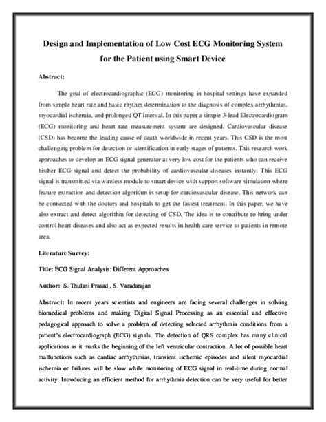 Doc Design And Implementation Of Low Cost Ecg Monitoring System For