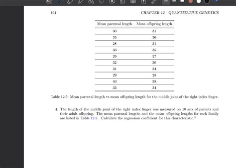 Solved 164 Chapter 12 Quantitative Genetics Table 125