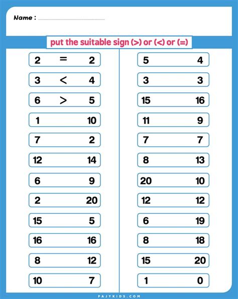 شرح اكبر من او اصغر من للاطفال Number Activities Preschool Math
