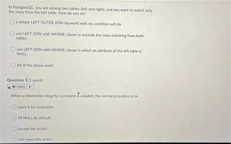 solved in postgresql you are joining two tables left and right and 1 answer