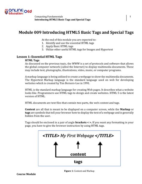 Week 11 Introducing Html5 Basic Tags And Special Tags Introducing
