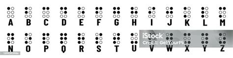 점자 알파벳 시각 장애인이 사용하는 촉각 쓰기 시스템 흰색 배경에 격리 된 벡터 일러스트 레이 션 세트 감각 지각에 대한 스톡