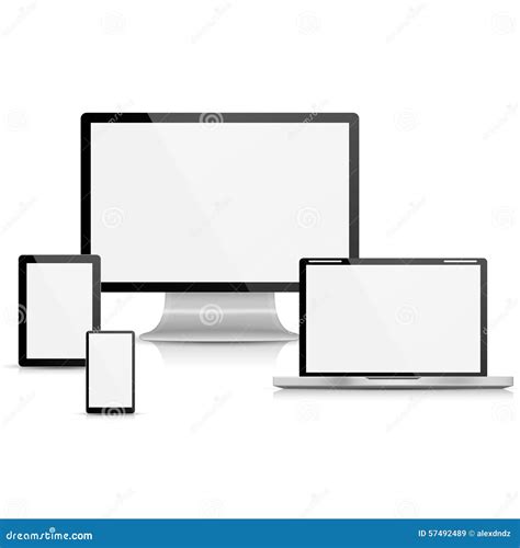 collection of realistic vector laptop tablet computer monitor and