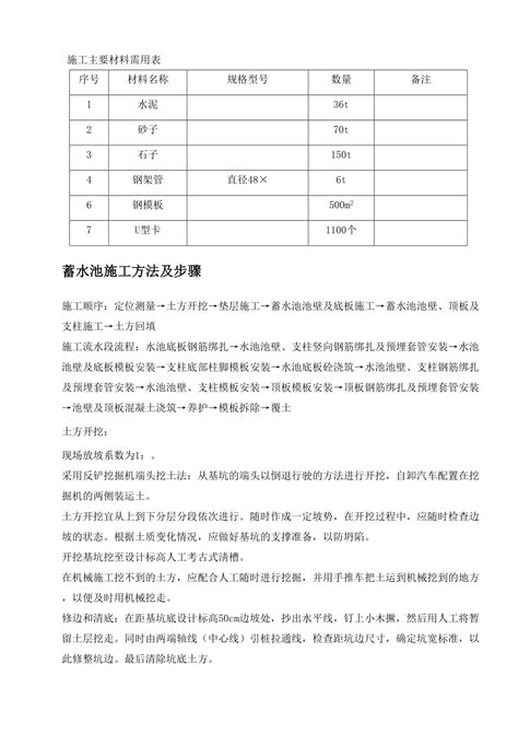 蓄水池施工方案下载 11 0页 施工方案 果子办公