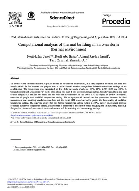 Pdf Computational Analysis Of Thermal Building In A No Uniform