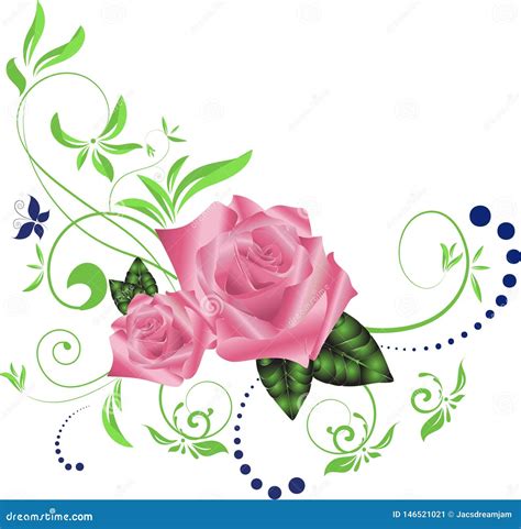 Floral Arangement For Border Corners Stock Vector Illustration Of
