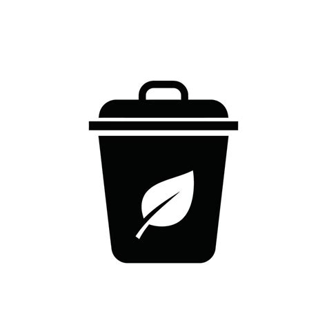 A Black And White Image Of A Trash Can With A Leaf Inside 76289438