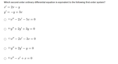 Solved Which Second Order Ordinary Differential Equation Is