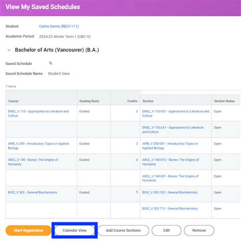 Viewing Your Saved Schedule Workday Tutorials