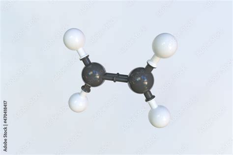 Ethene Molecule Isolated Molecular Model 3d Rendering Stock