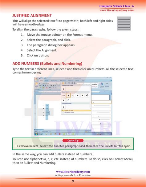 Class 6 Computer Science Chapter 3 Ms Word