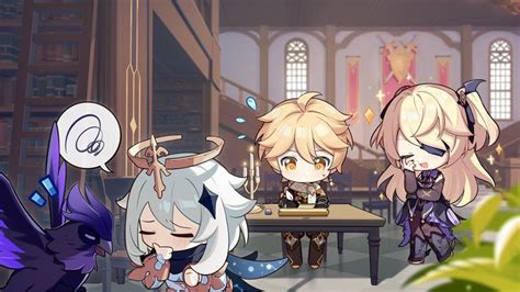 Fischl And Aether Cute Anime Chibi Chibi Happy Pictures