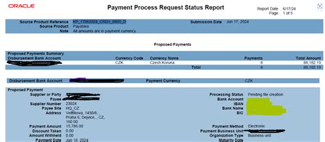 Payment Process Request Status Report Supplier Bank Account Not Populated — Cloud Customer Connect