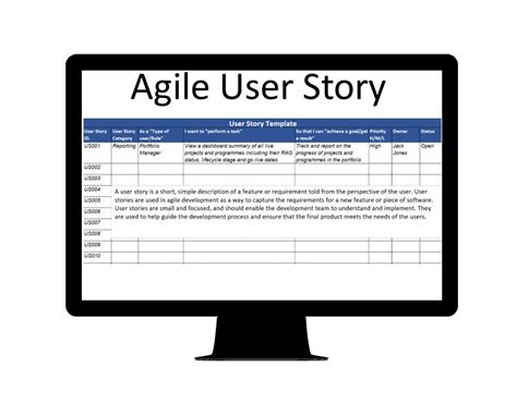 User Story Agile Template Excel Project Templates