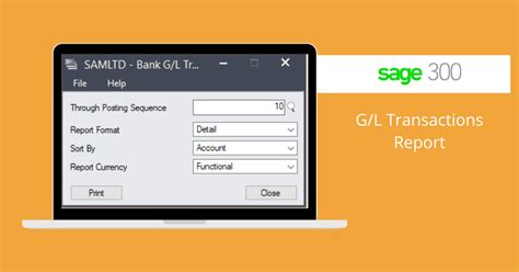 G L Transactions Report Sage Software