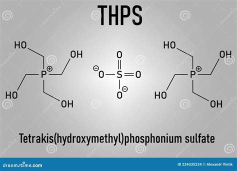 Tetrakis Hydroxymethyl Phosphonium Sulfate Thps Biocide Molecule 3d Rendering Atoms Are