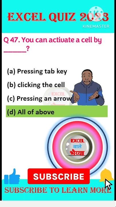 47 excel quiz excel interview questions and answers shorts